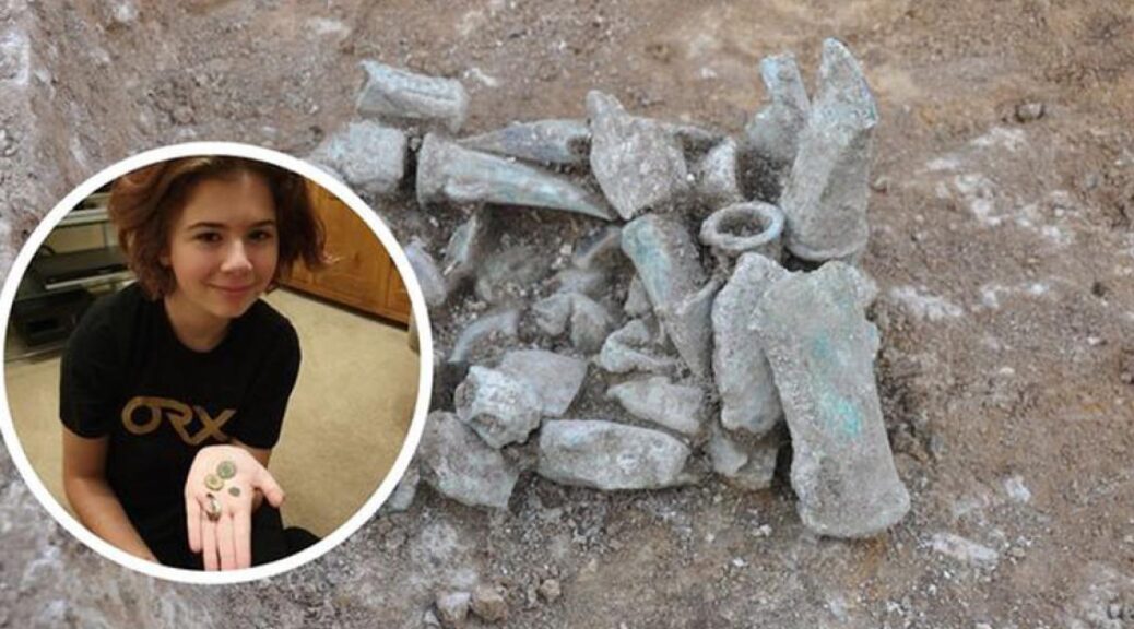 Metal Detectorist Milly Hardwick Finds Bronze Age Hoard of Axe Heads